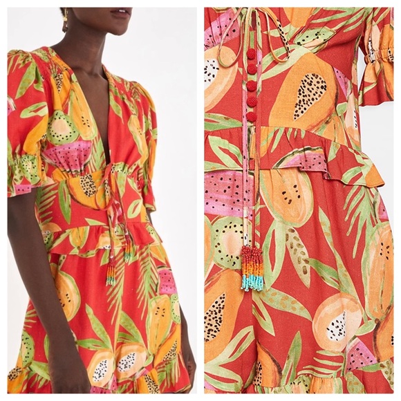 FARM Rio | Pants & Jumpsuits | Farm Rio Papaya Linen Blend Romper New S ...